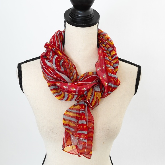 Berkshire | Accessories | Vintage 98s Berkshire Red Sheer Scarf With ...